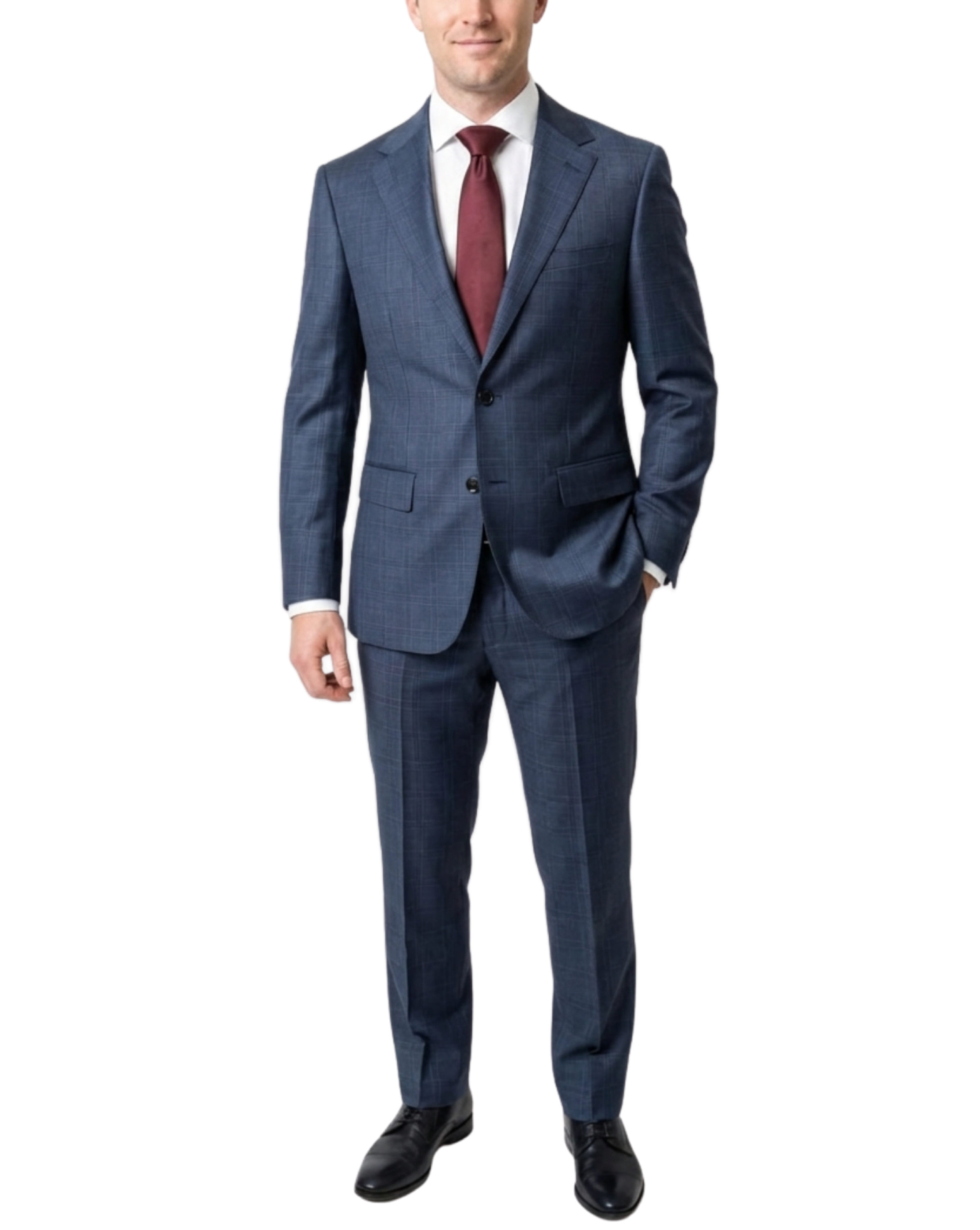 Centrion Men's Blue Glen Plaid Classic Fit Notch Lapels 2 Button Wool ...