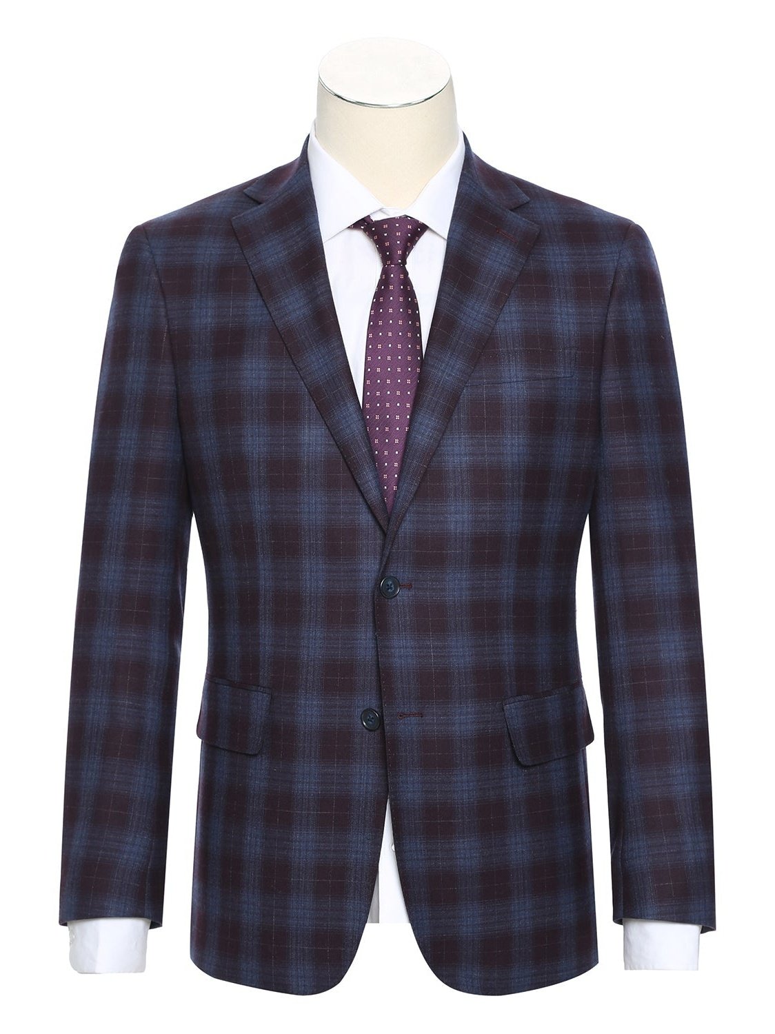 English Laundry Slim Fit Blue with Black Check Wool Suit English Laundry Slim Fit Blue with Black Check Wool Suit