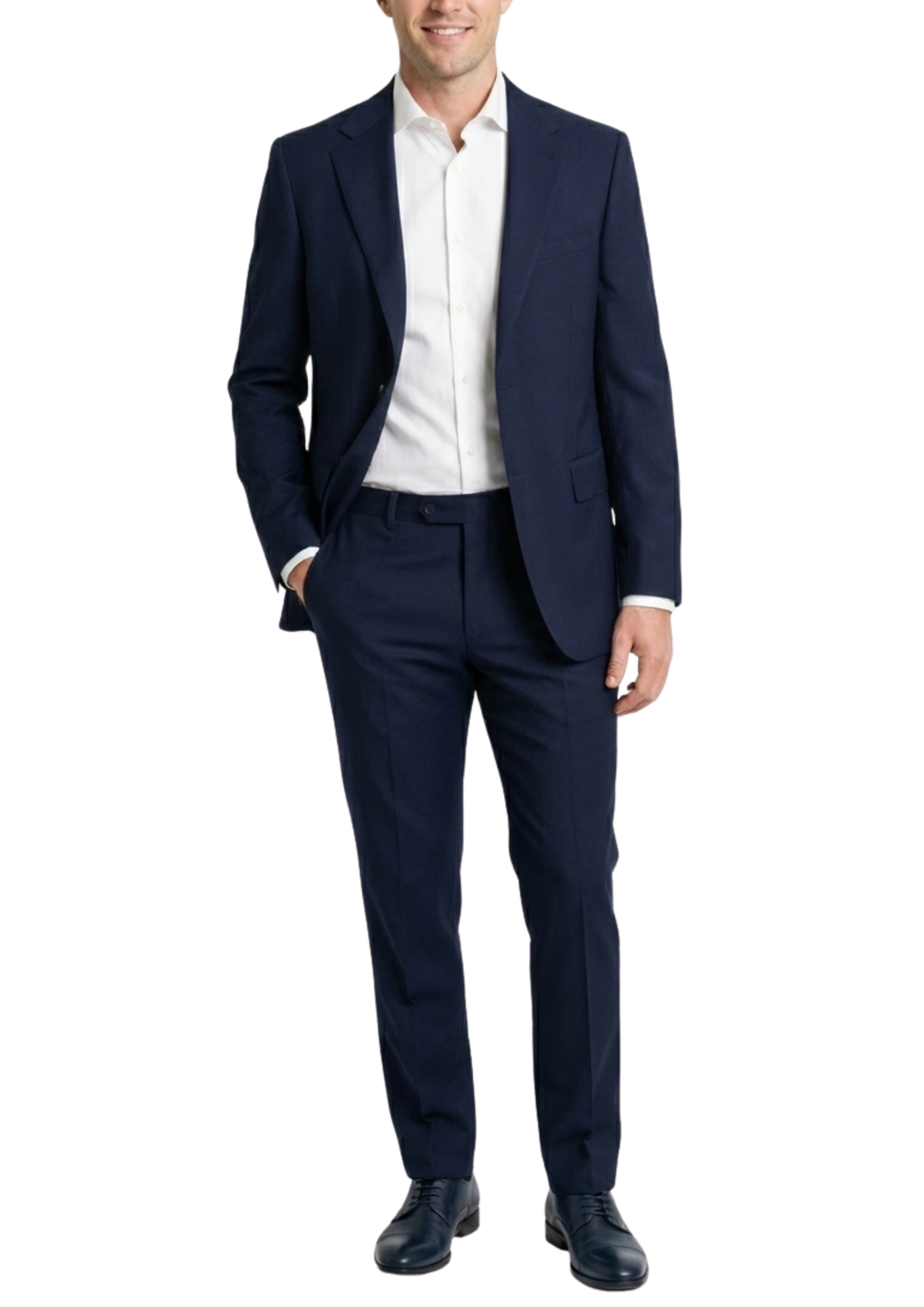 Centrion Mens Solid Navy Blue Fine Textured Weave Notch Lapels Classic ...