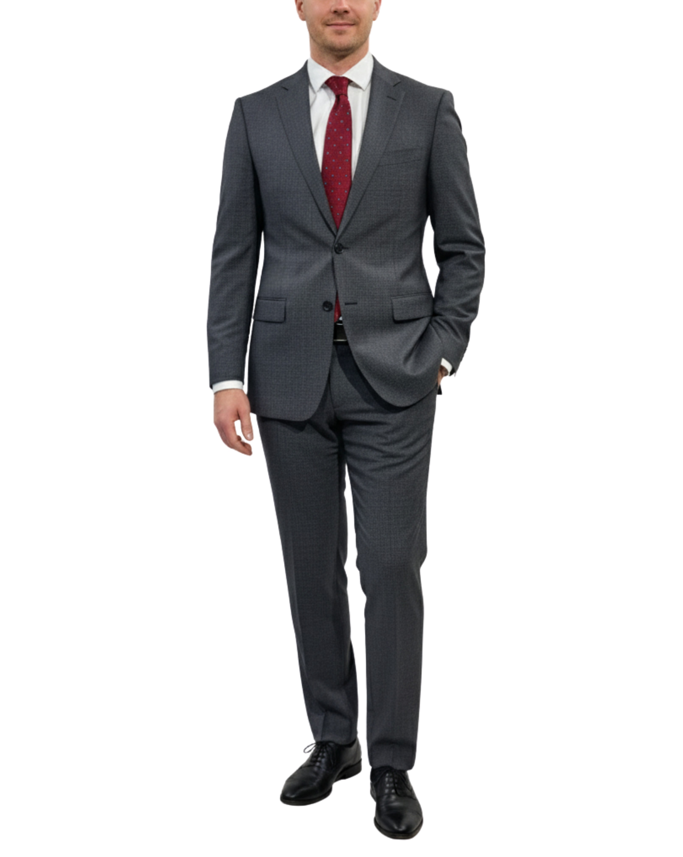 Hugo Boss Textured Gray Slim Fit Notch Lapel 2-Button Suit 44L – The ...
