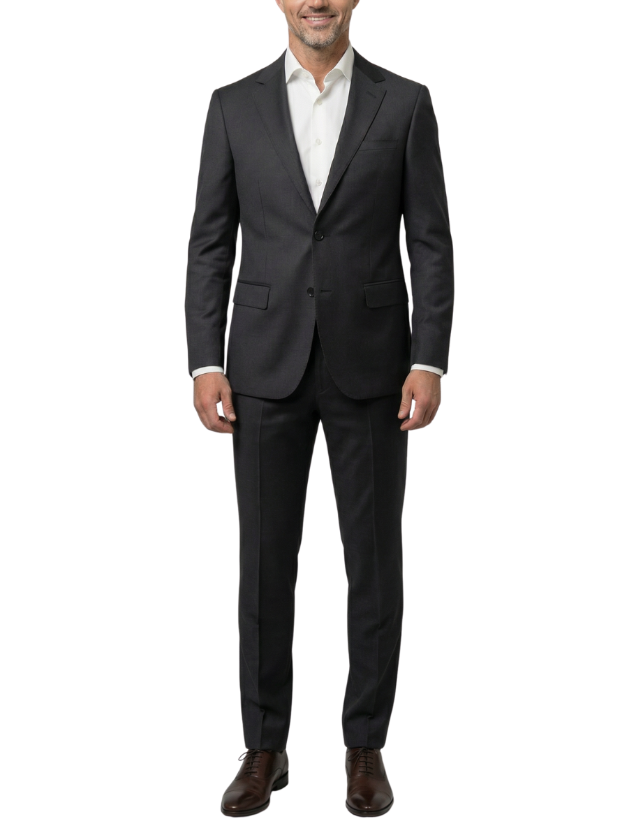 Centrion Mens Solid Black Fine Twill Weave Notch Lapels Classic Fit 2 ...