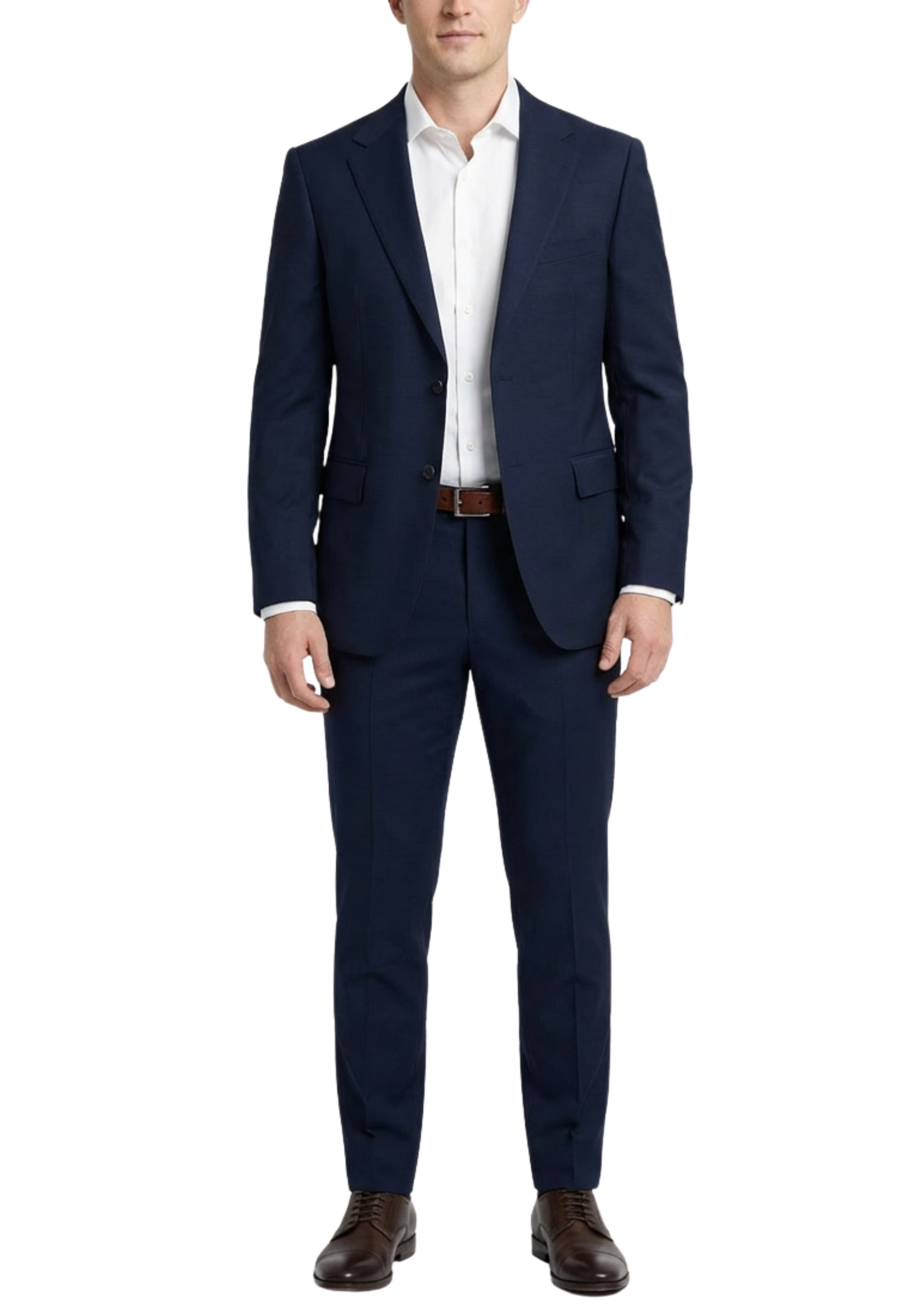 Centrion Mens Solid Navy Blue Fine Textured Weave Notch Lapels Slim Fi ...