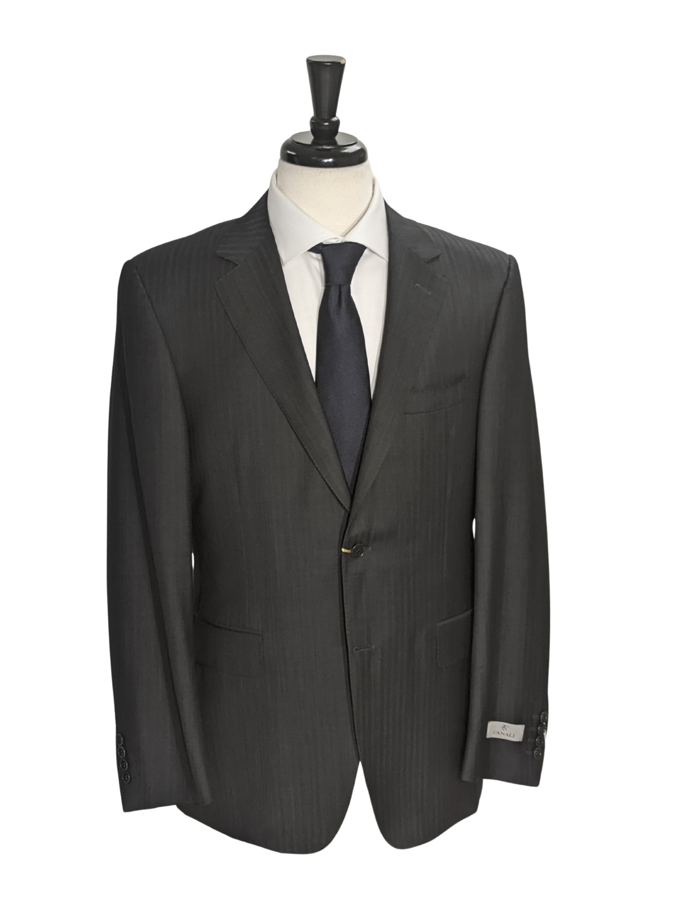 Canali Charcoal Herringbone Wool Mohair Suit 40R – The Suit Depot
