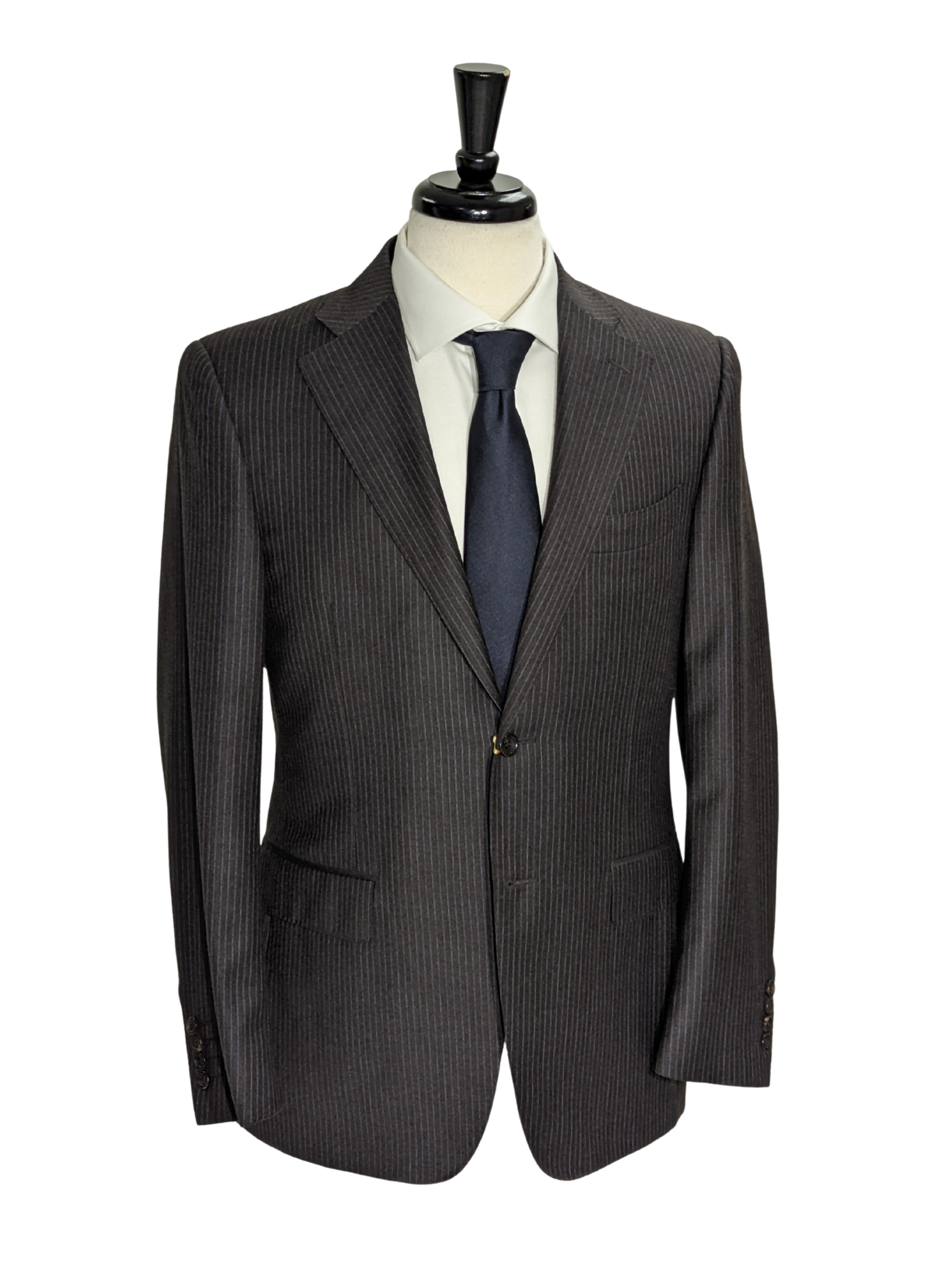 Canali Charcoal Pinstripe 100% Wool Suit 38R – The Suit Depot