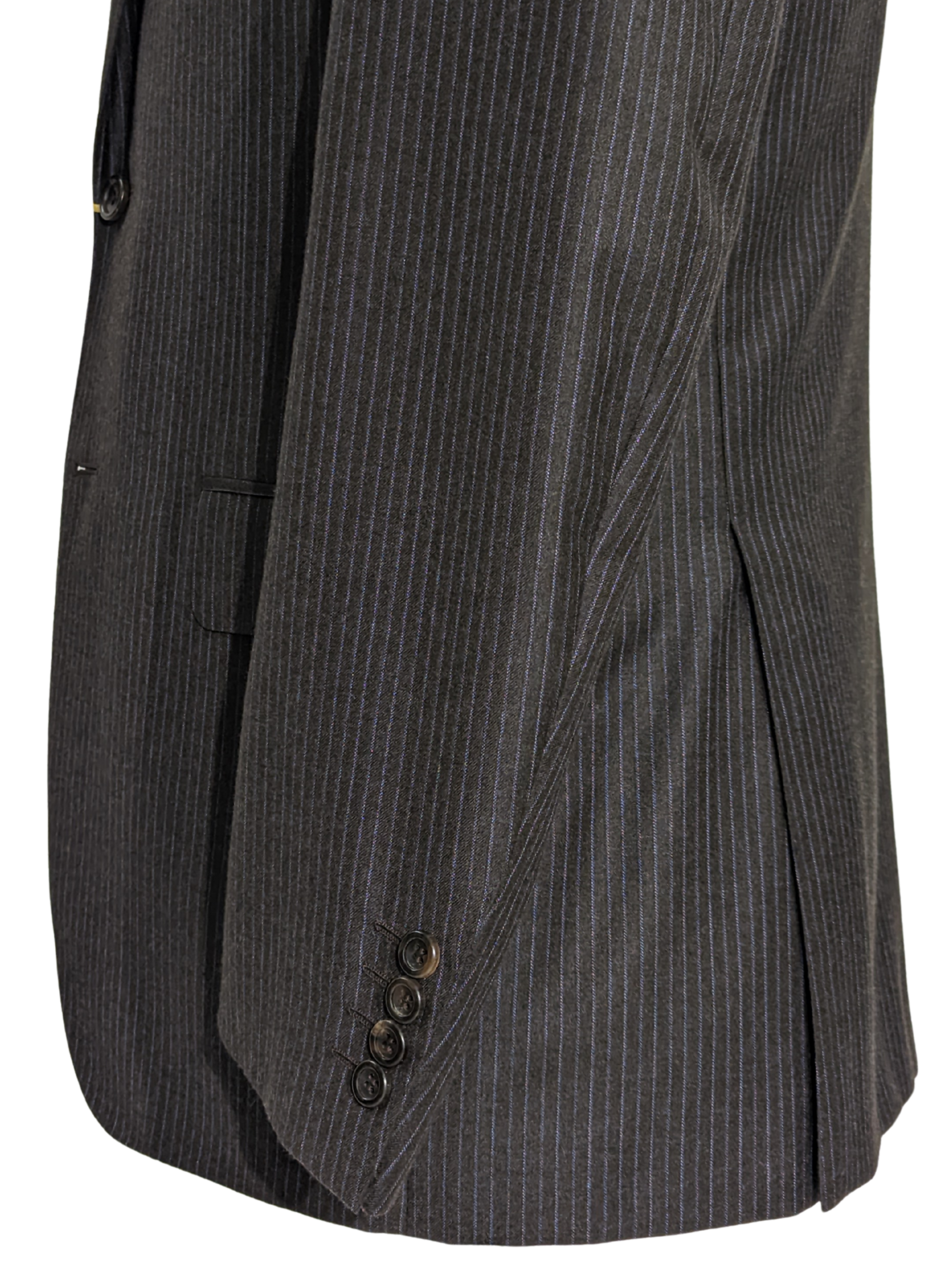 Canali Charcoal Pinstripe 100% Wool Suit 38R – The Suit Depot