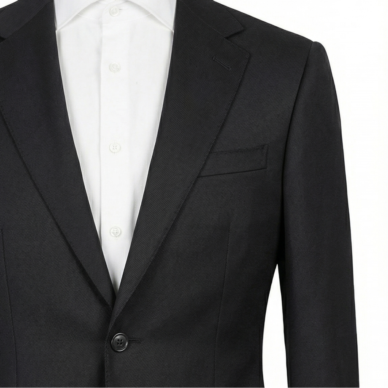 Centrion Mens Solid Black Fine Tight Weave Notch Lapels Classic Fit 2 ...