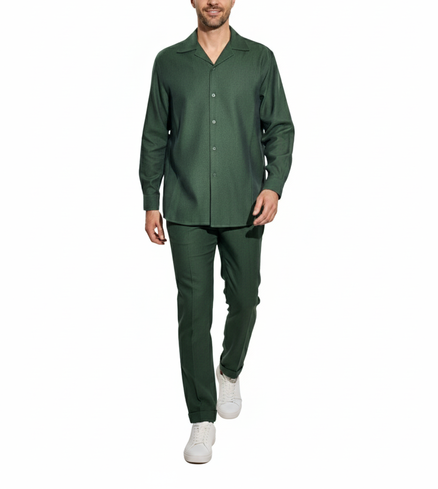 Apollo King Royal Diamond Green Herringbone Classic Fit 2 Piece Walkin ...