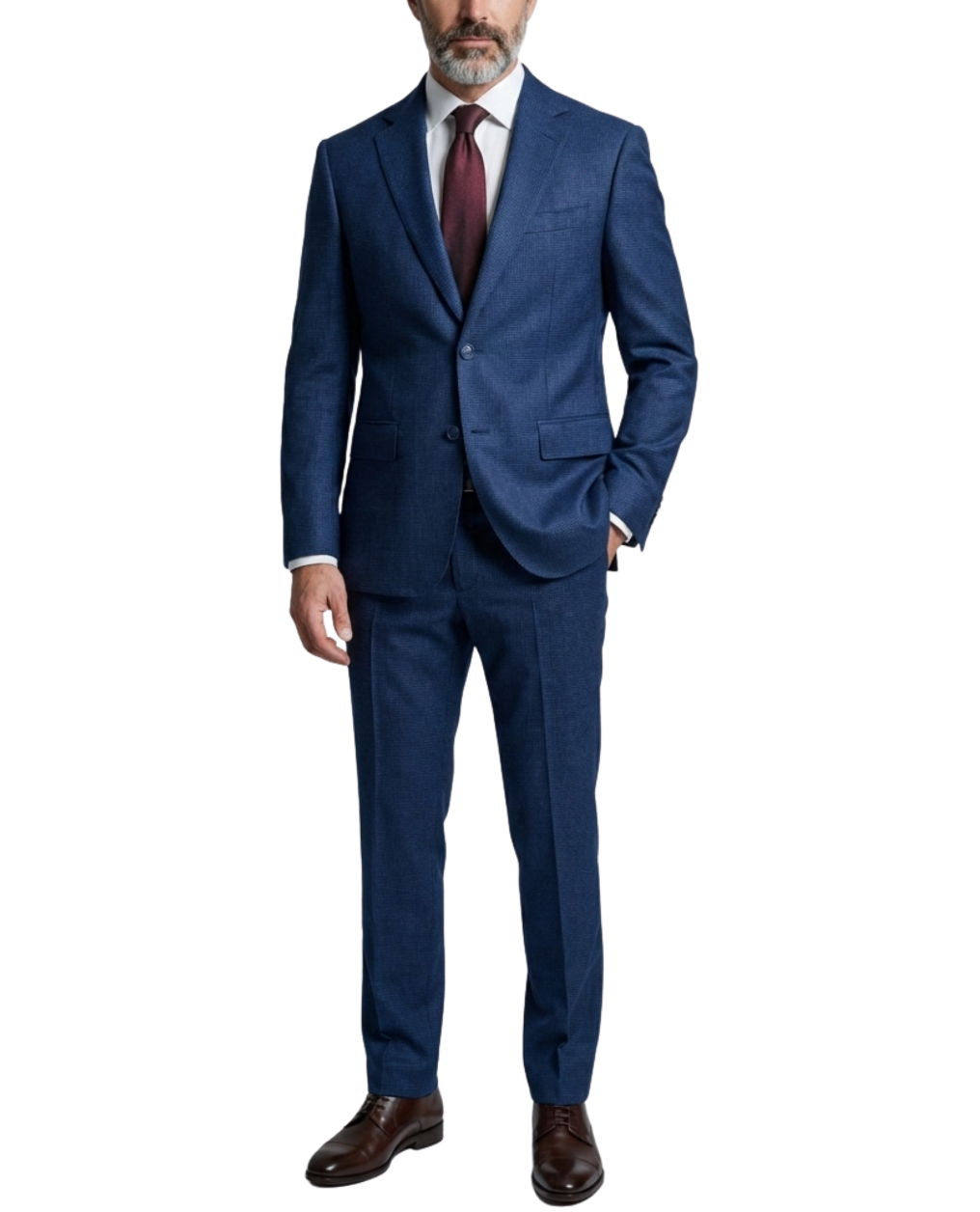 Joseph Bach Mens Blue Microcheck Half-Canvassed Slim Fit Notch Lapels ...