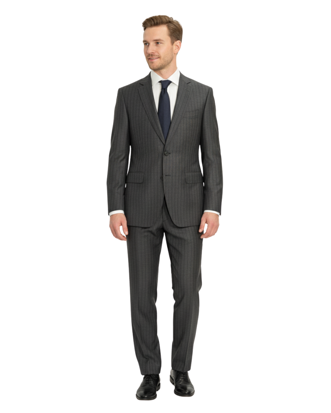 Canali Charcoal Pinstripe 100% Wool Suit 40R – The Suit Depot