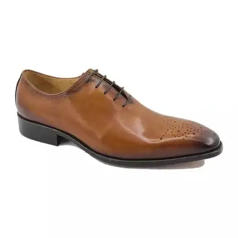 Carrucci Cognac Brown Lace Up Oxford Leather Dress Shoes | The Suit Depot