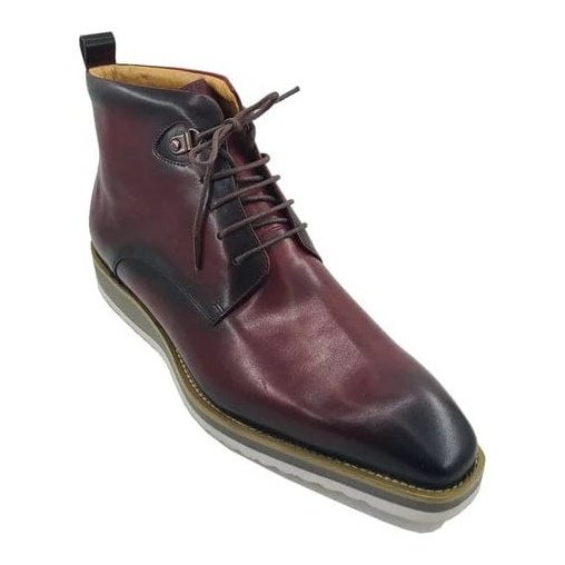 Carrucci Mens Burgundy Red Burnished Lace-Up Boot | The Suit Depot